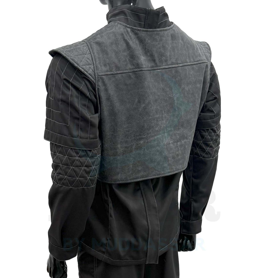 Custom Dark Gray Cosplay Flight Suit Set: Distressed Leather Flak Vest ...