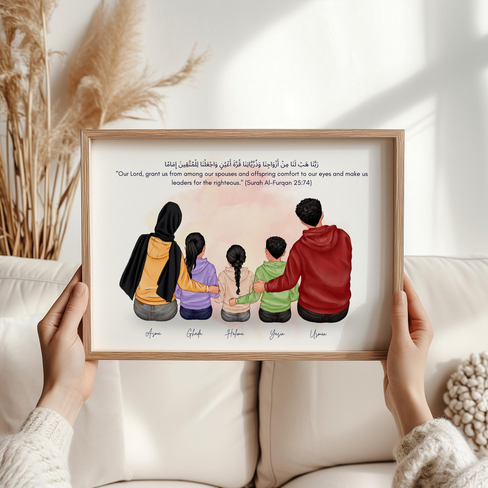 Muslim Portrait Wall Art Personalized Gift for Muslim Family ...