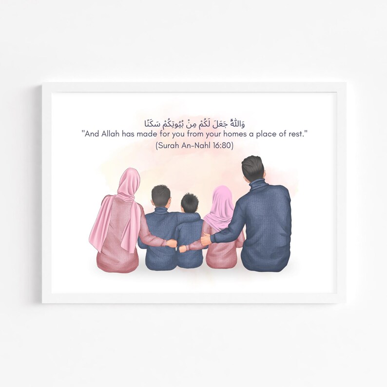 Muslim Portrait Wall Art Personalized Gift for Muslim Family ...