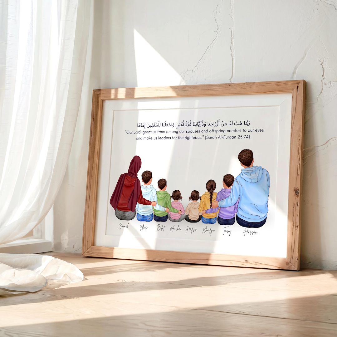 Gift for Muslim Family Portrait Print Faceless Islamic Wall Art Home ...