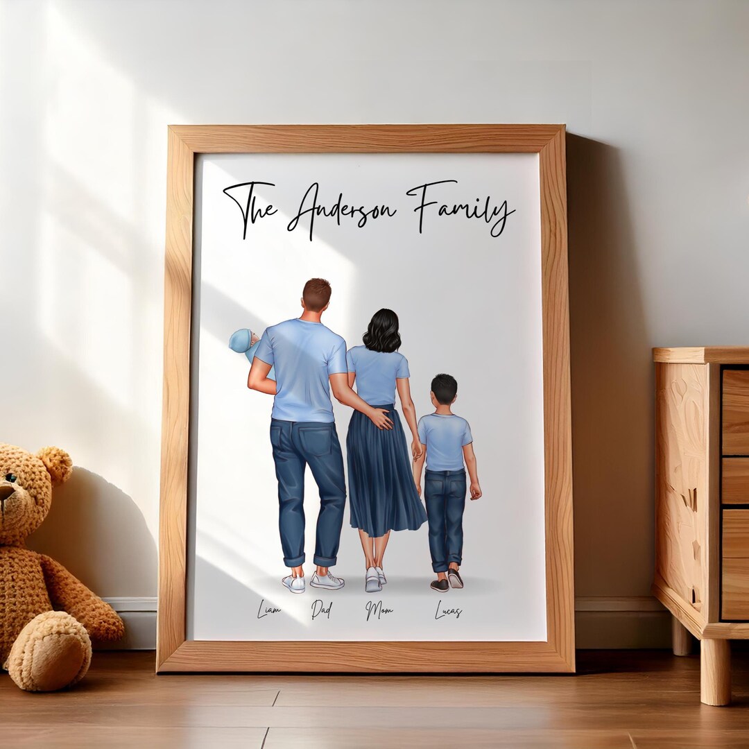 Personalized Faceless Family Portrait: Custom Illustration Art (digital ...