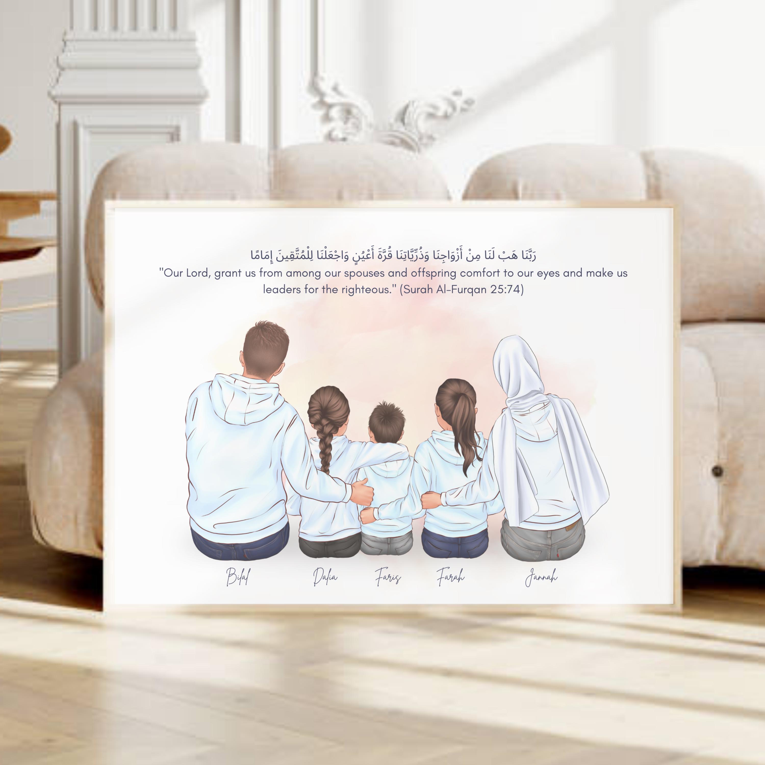 Muslim Portrait Wall Art Personalized Gift for Muslim Family ...