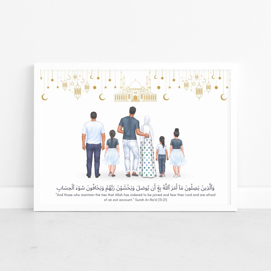 Muslim Family Portrait Muslim Family Digital Wall Art Print Faceless ...