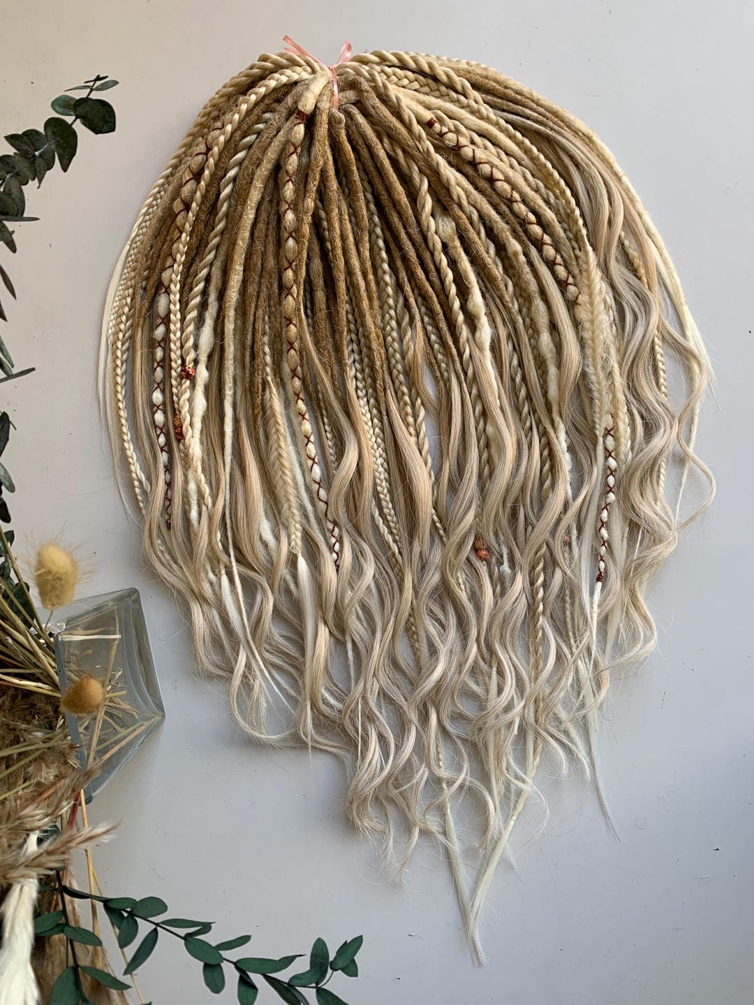 Ombre Brown to Blonde Curly Dreads and Braids. Synthetic Wave Dreads ...