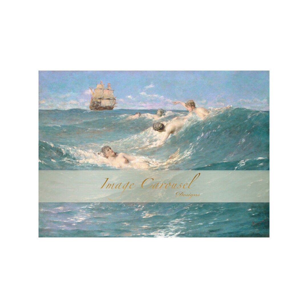 Mermaids With A Ship by Maynard Art Personal Commercial Use Antique ...