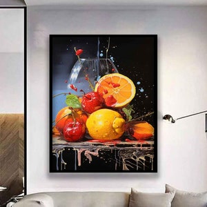 Abstract Fruits Canvas Wall Decor, Fruit Plate Canvas Print Art, Fruits ...