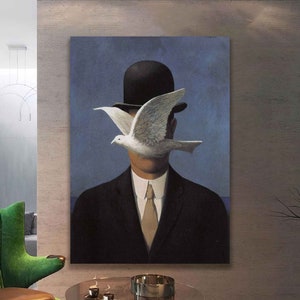 René Magritte Man With Bowler Hat Canvas Wall Decor, Surrealism Art ...