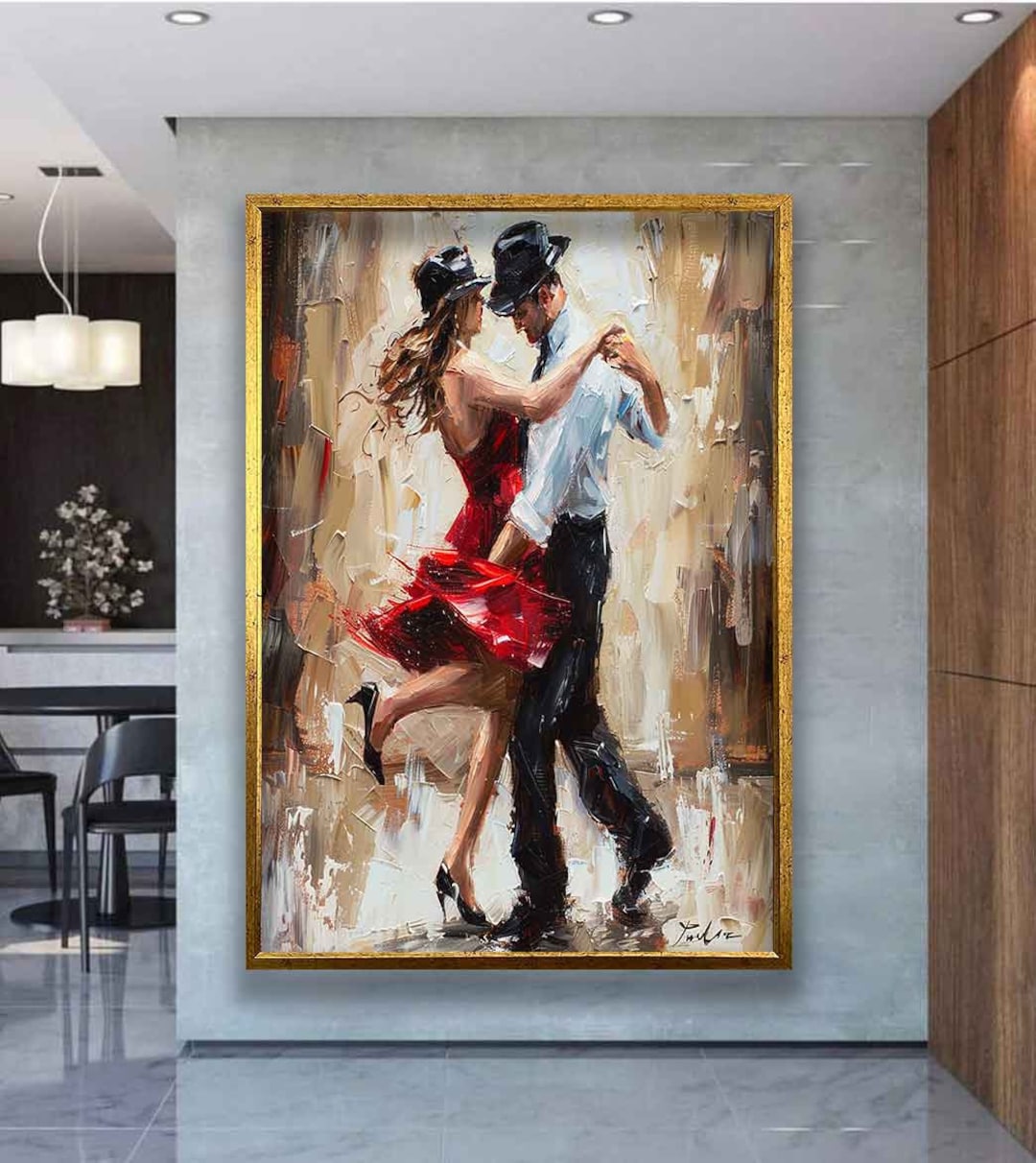 Couple Doing Tango Canvas Wall Decor, Romantic Dance Canvas Art ...
