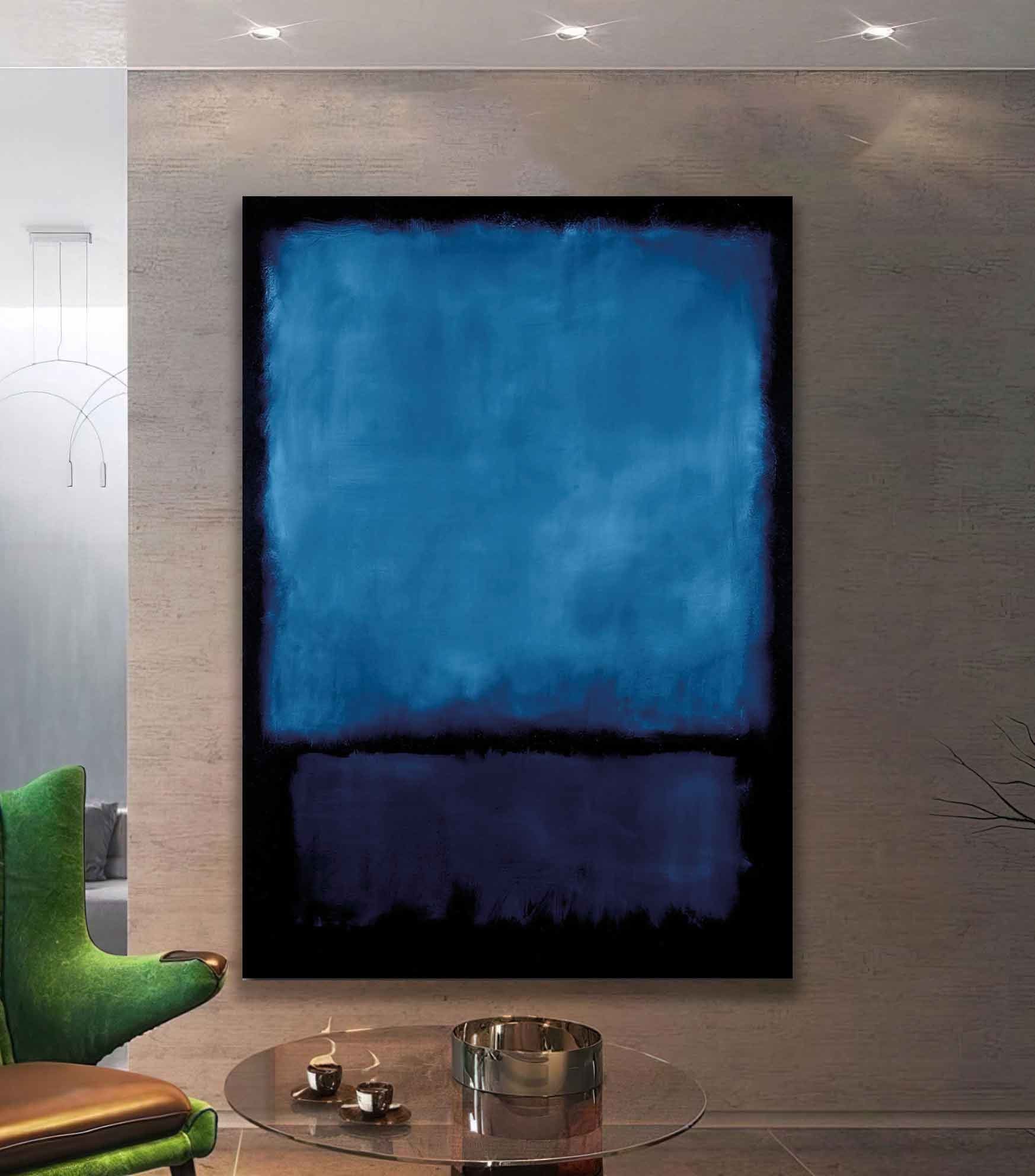 Mark Rothko Blue Canvas Painting, Mark Rothko Production, Blue Black ...