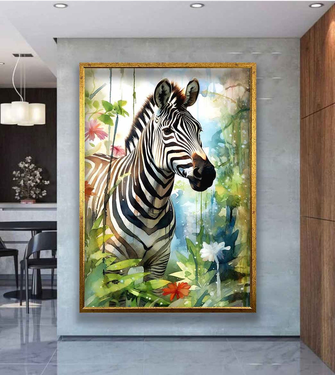 Zebra Among Plants Canvas Wall Decor, Zebra in the Forest Canvas Print ...