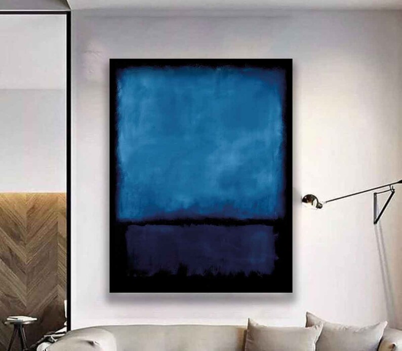 Mark Rothko Blue Canvas Painting, Mark Rothko Production, Blue Black ...