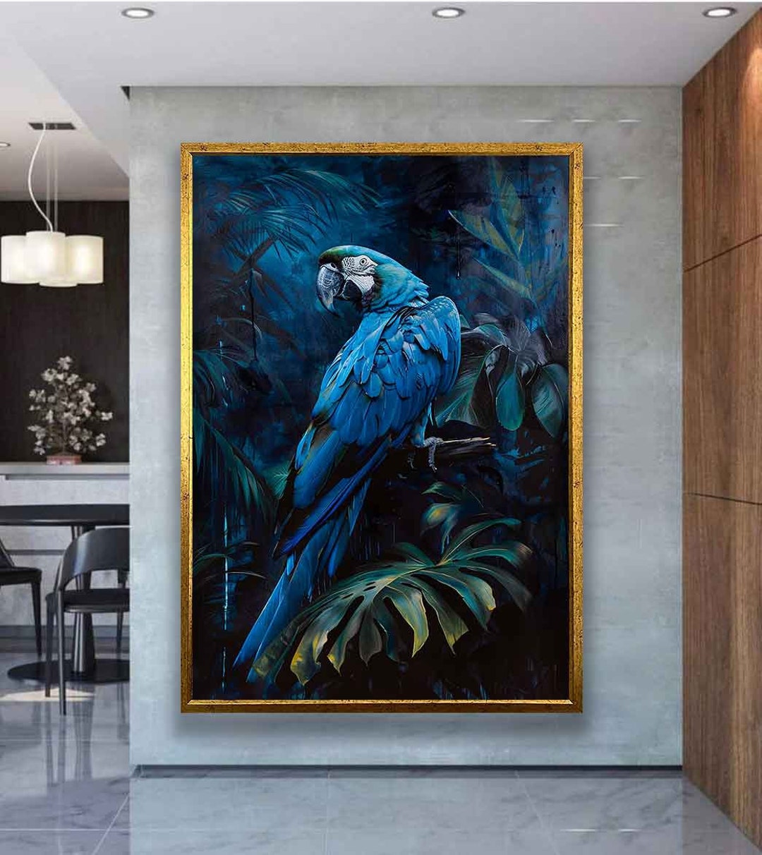 Parrot in Tropical Jungle Canvas Wall Decor, Parrot Canvas Print Art ...