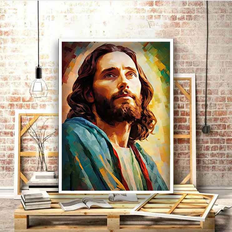 Colored Jesus Art, Jesus Christ Wall Art, Christian Religious Canvas ...