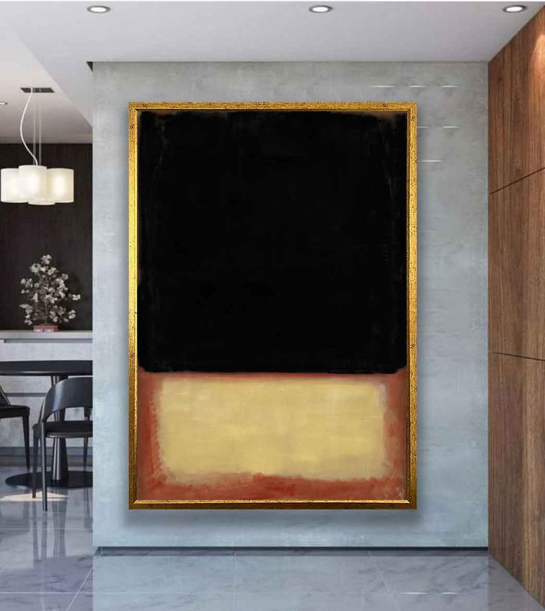 Mark Rothko Black Beige Canvas Painting, Beige Mark Rothko Production ...