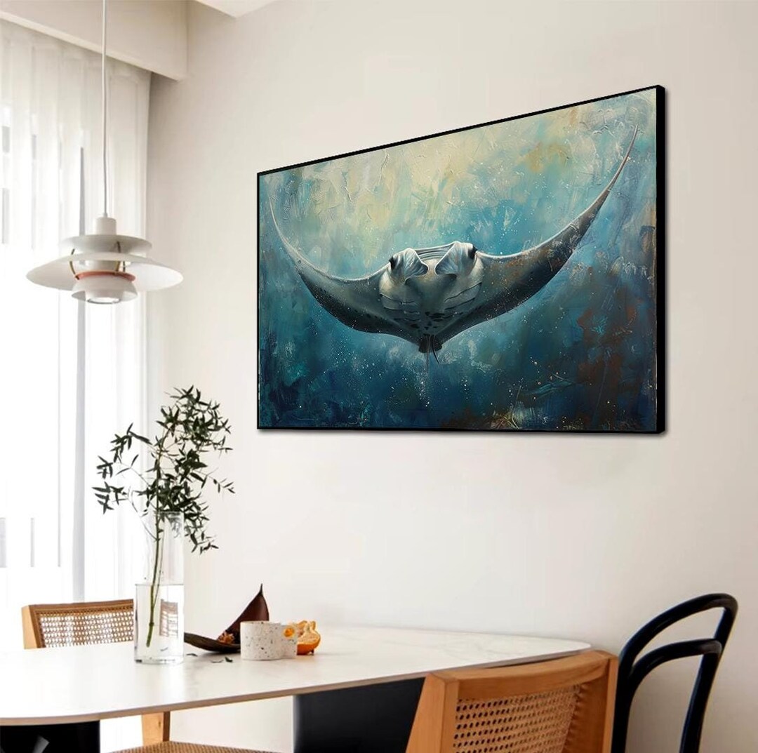Majestic Stingray Canvas Print, Ocean Animal Wall Art, Underwater Sea ...