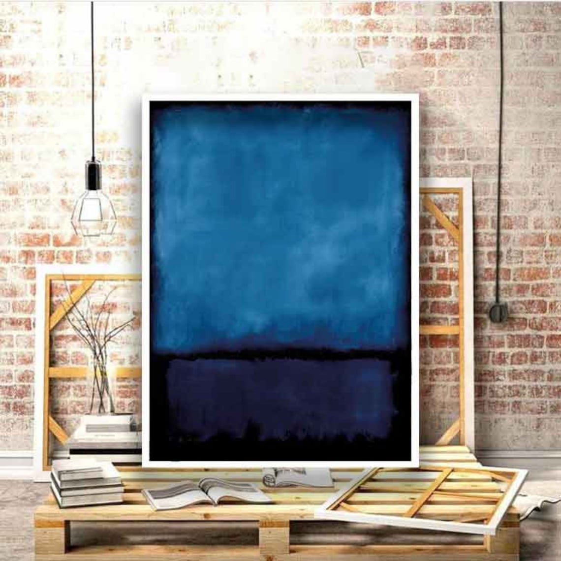 Mark Rothko Blue Canvas Painting, Mark Rothko Production, Blue Black ...