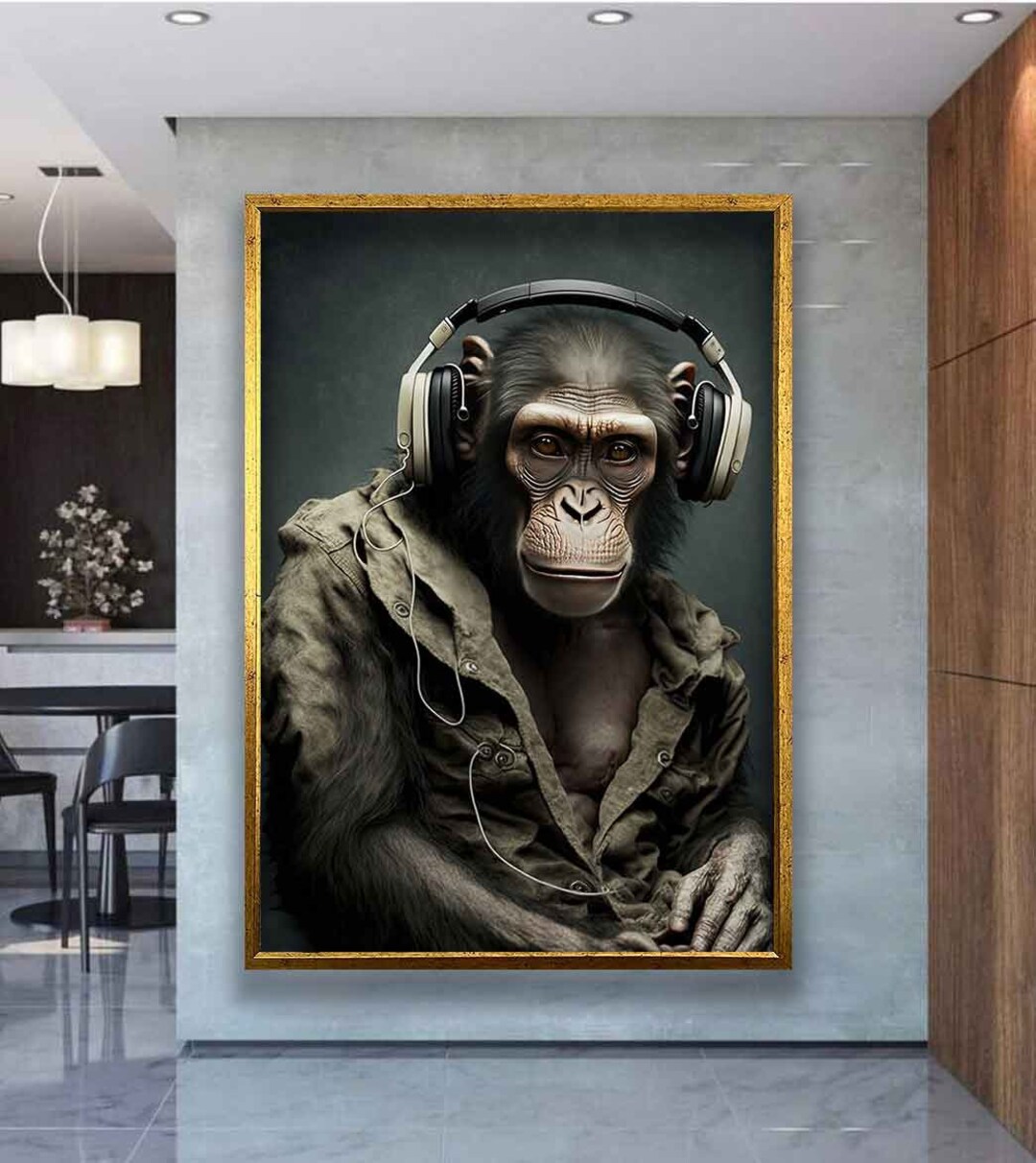 Monkey Canvas Painting, Jacketed Monkey Canvas Painting Wall Decoration ...