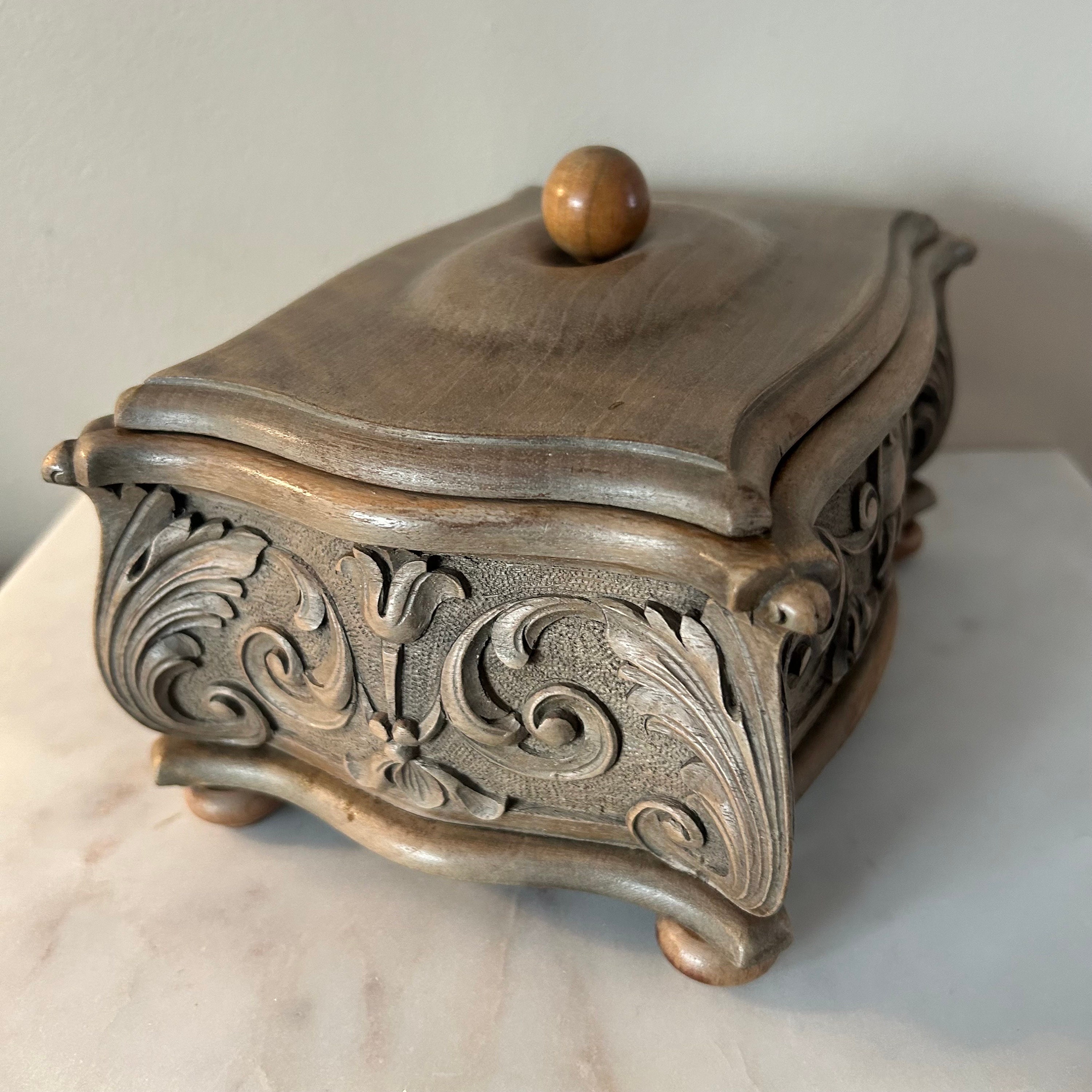 Ornate Antique Black Forest Trinket Box Black Forest Hand Carved ...