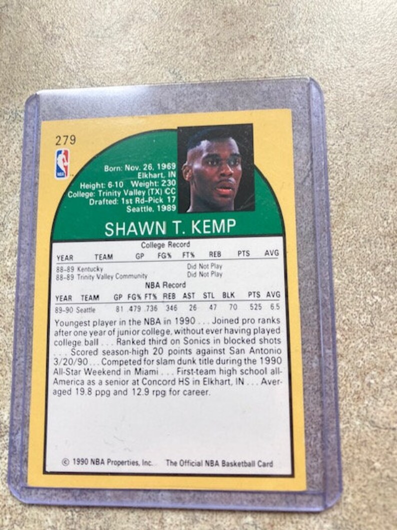 1990 NBA Hoops Shawn Kemp Rookie Card - Etsy
