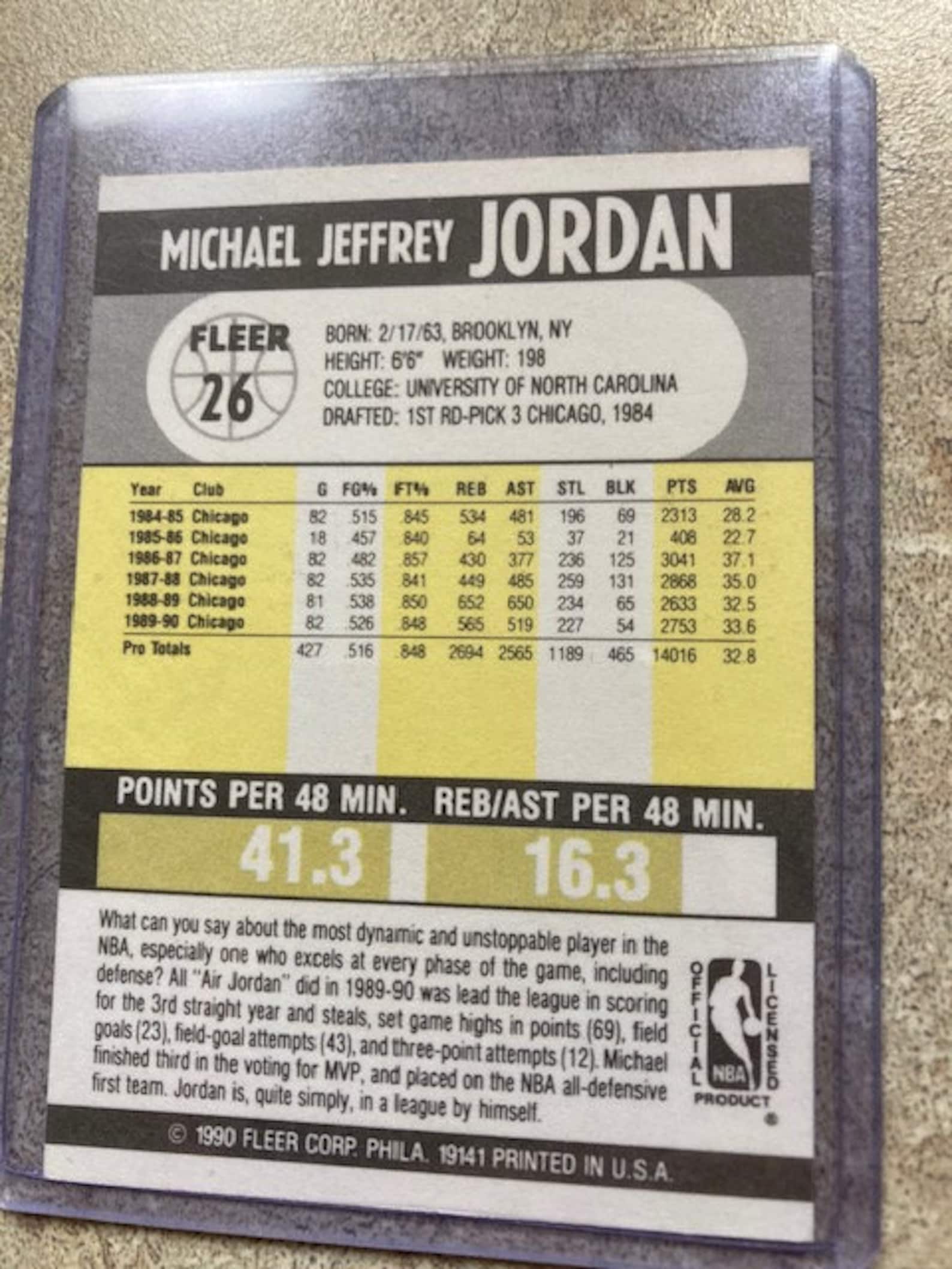 Rare 1990 Fleer Michael Jordan Error Card - Etsy