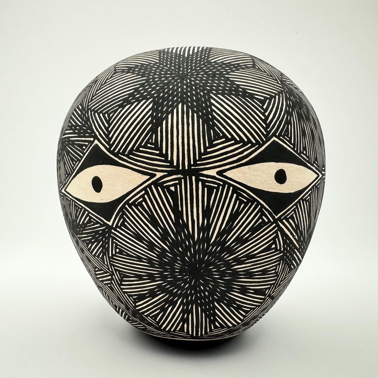 Acoma Pueblo Handmade Hand Painted Bear Paw Eyes Pottery Native ...