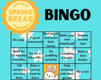 Spring Break Bingo Board for Kids - Etsy