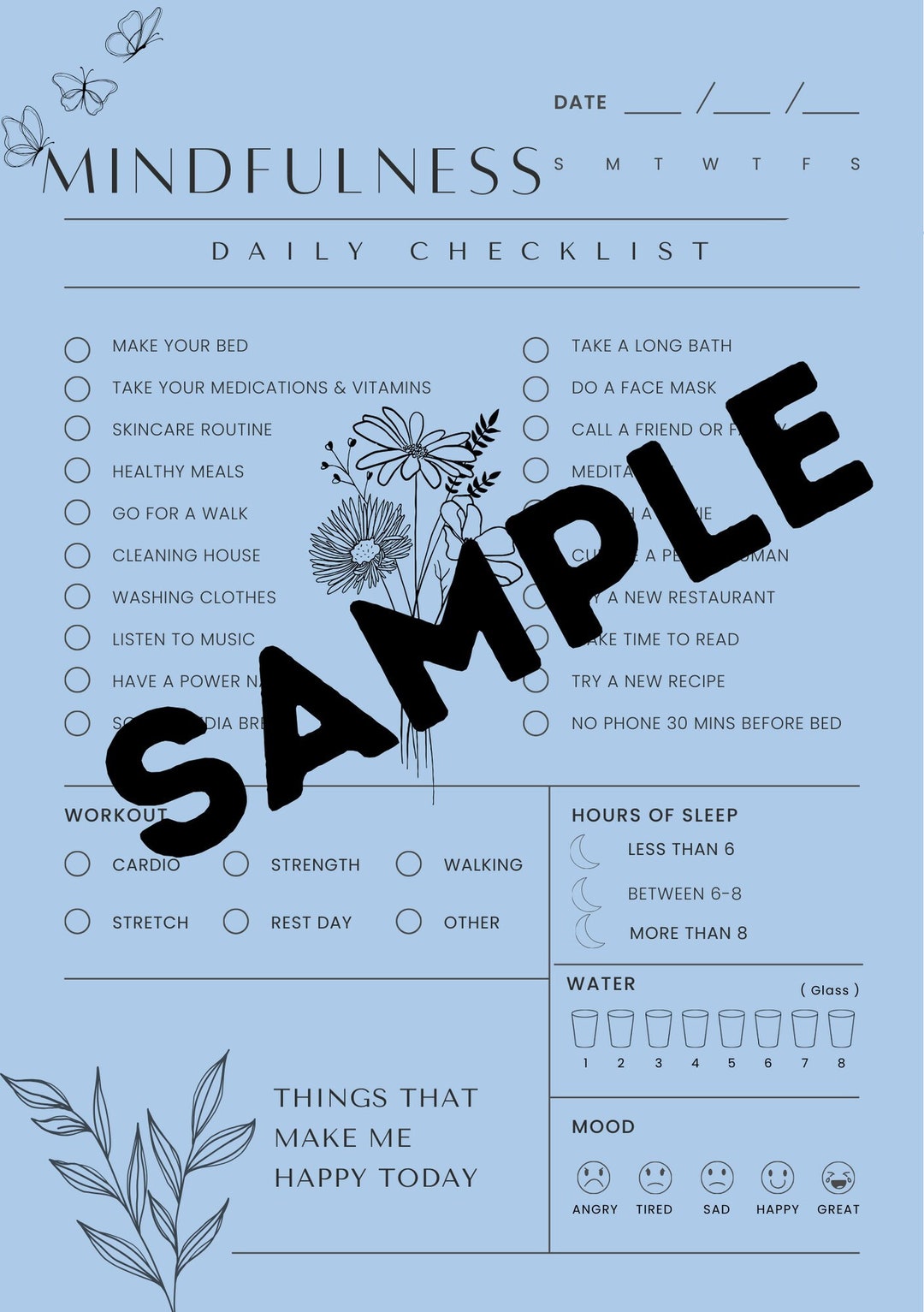 Mindfulness Daily Checklist - Etsy