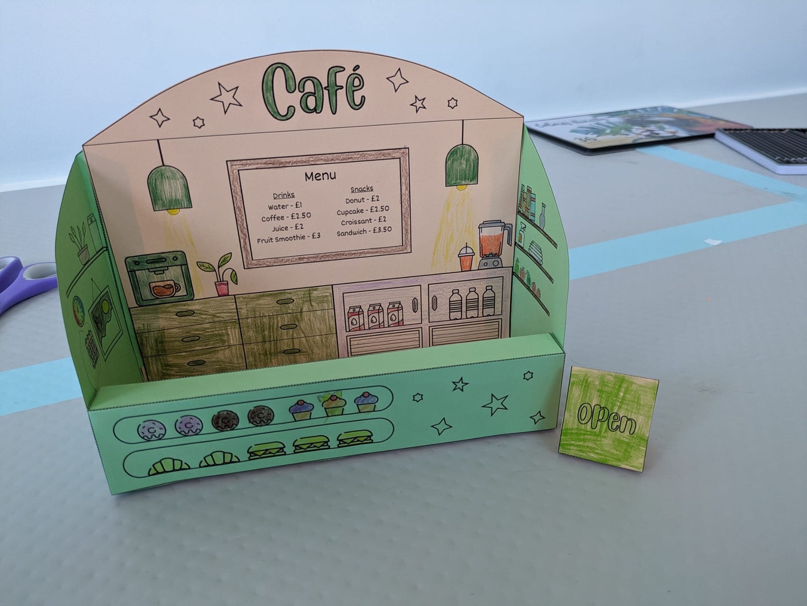 Cafe Kiosk Paper Toy Scene | Printable PDF Digital Download | DIY ...