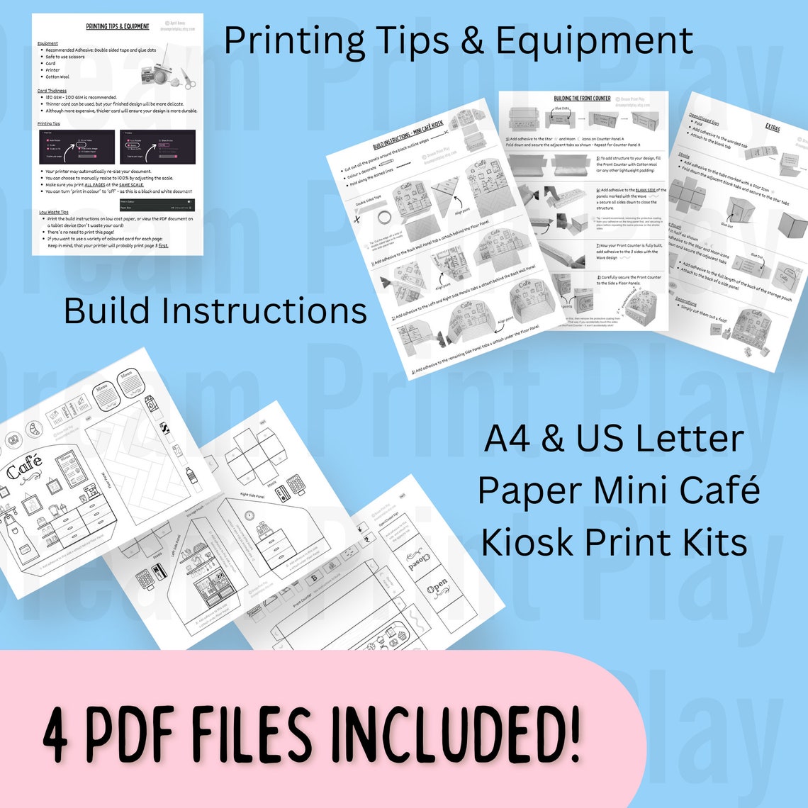 Mini Café Kiosk Paper Toy Scene | Printable PDF Digital Download | DIY ...
