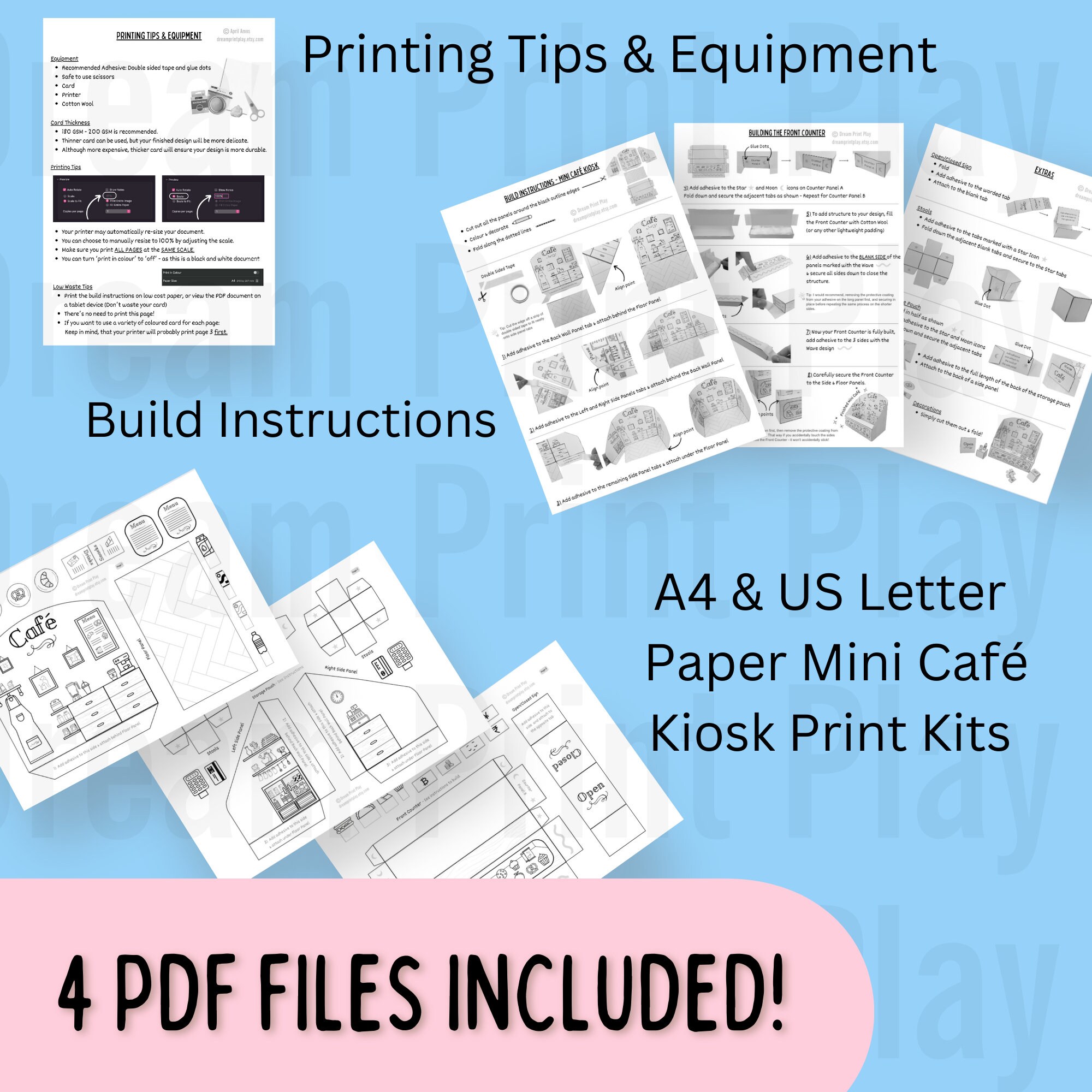Mini Café Kiosk Paper Toy Scene | Printable PDF Digital Download | DIY ...