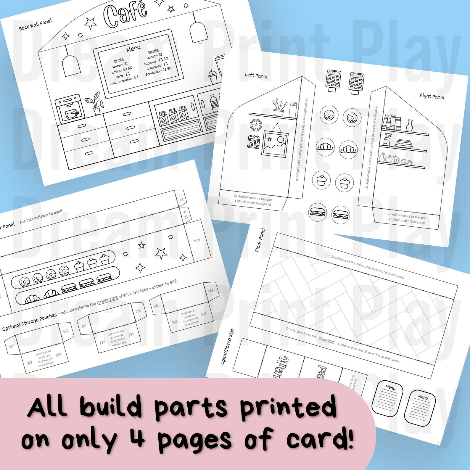 Cafe Kiosk Paper Toy Scene | Printable PDF Digital Download | DIY ...