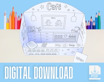 Mini Café Kiosk Paper Toy Scene | Printable PDF Digital Download | DIY ...