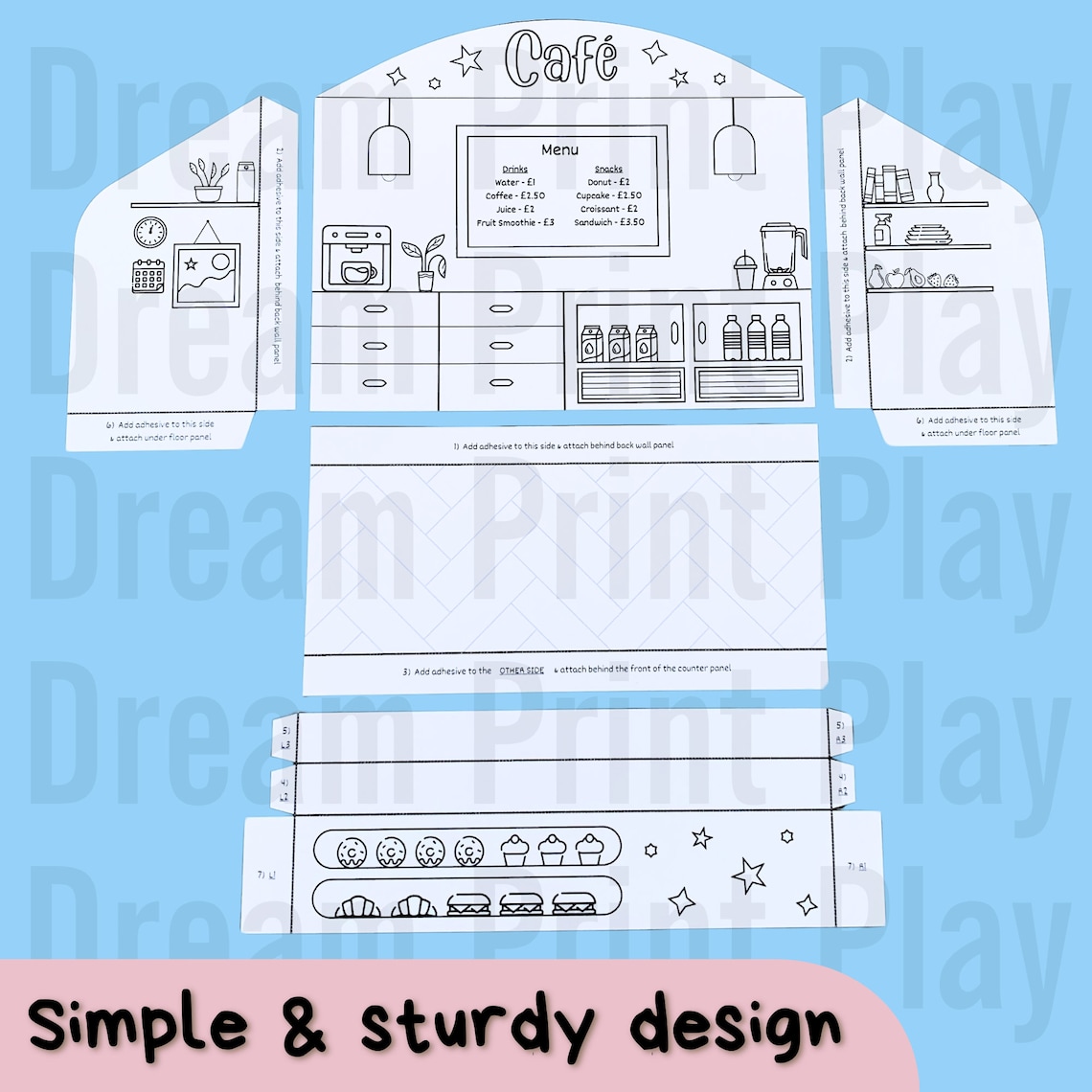 Cafe Kiosk Paper Toy Scene | Printable PDF Digital Download | DIY ...