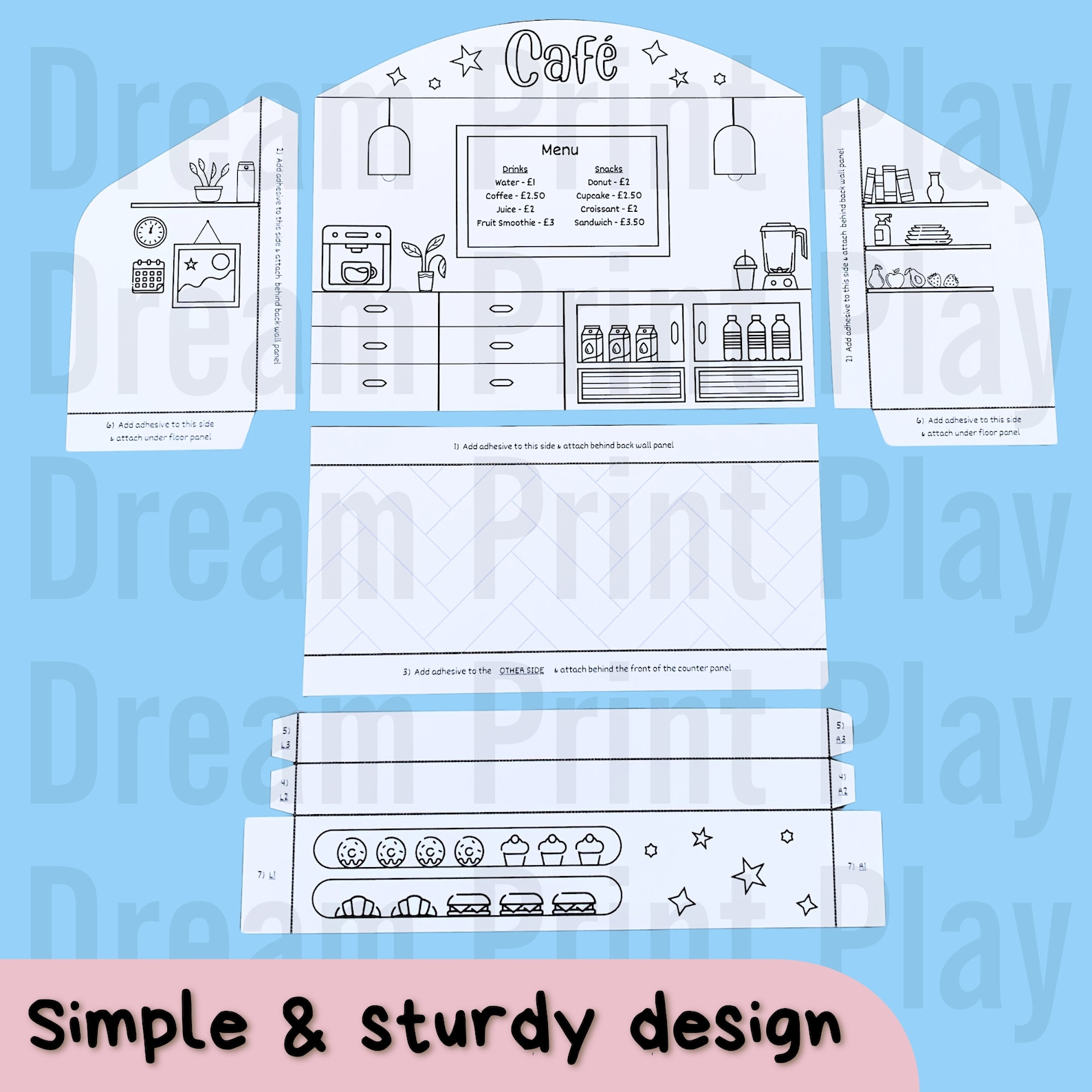 Cafe Kiosk Paper Toy Scene | Printable PDF Digital Download | DIY ...