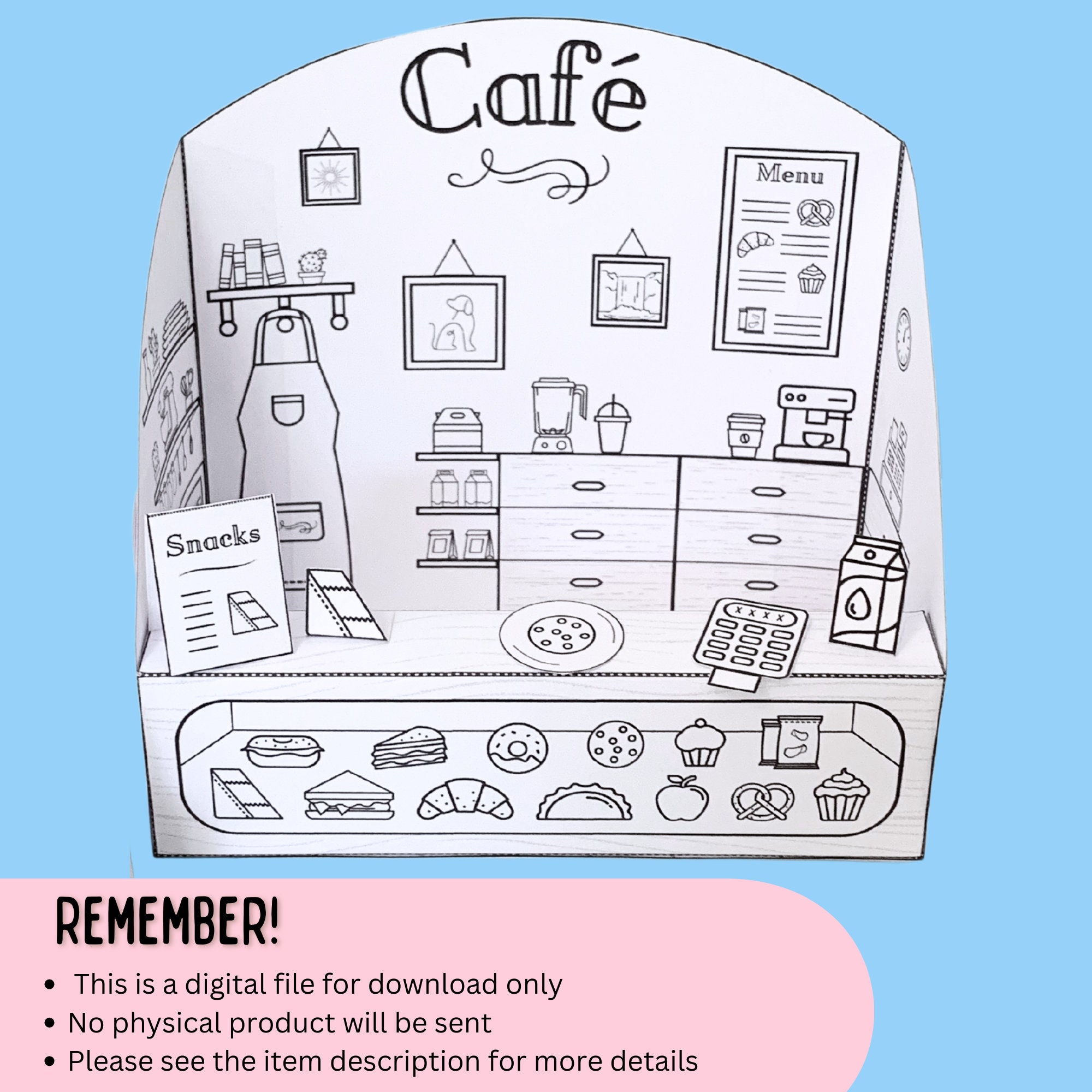 Mini Café Kiosk Paper Toy Scene | Printable PDF Digital Download | DIY ...
