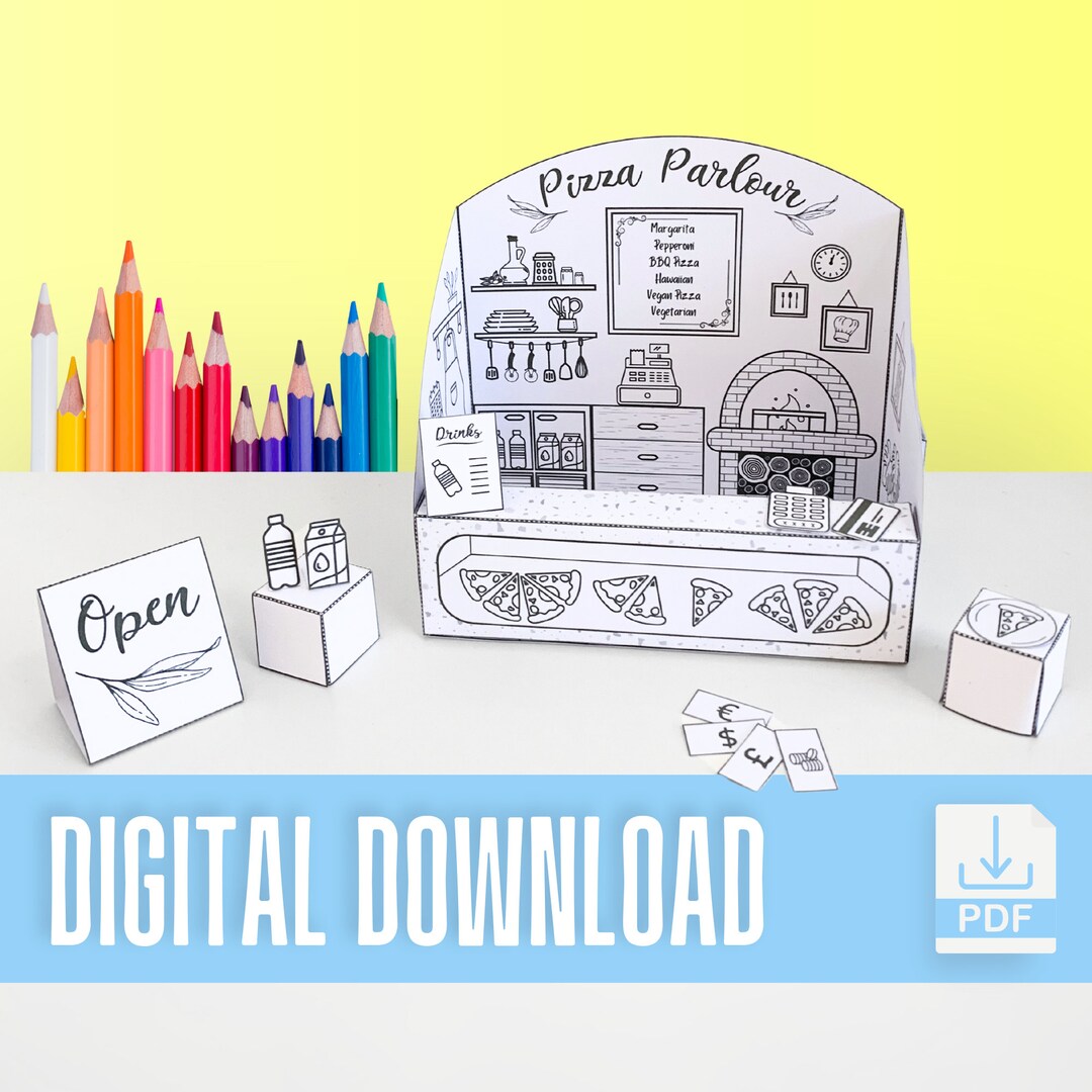 Mini Pizza Parlour Kiosk Paper Toy Scene | Printable PDF Digital ...