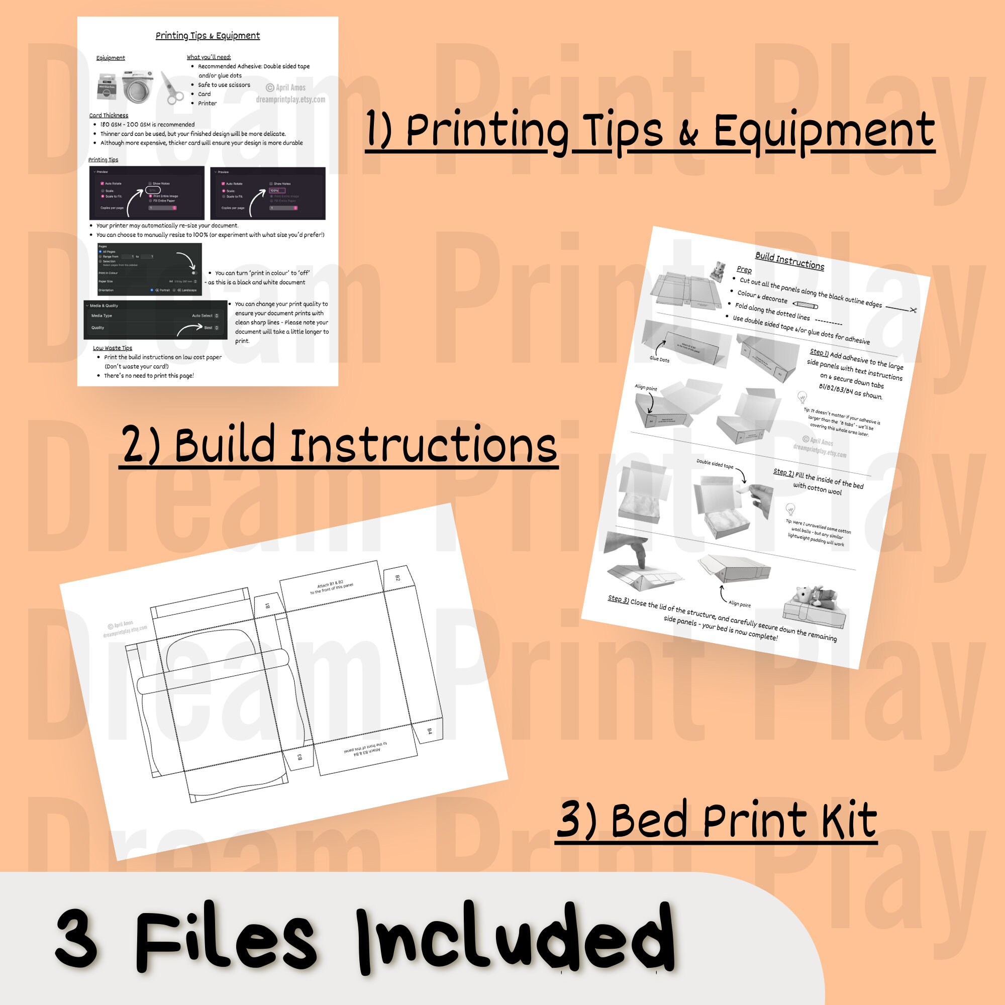 Simple Bed Paper Toy Scene | Printable PDF Digital Download | DIY - Print, Cut, Colour, & Build ...