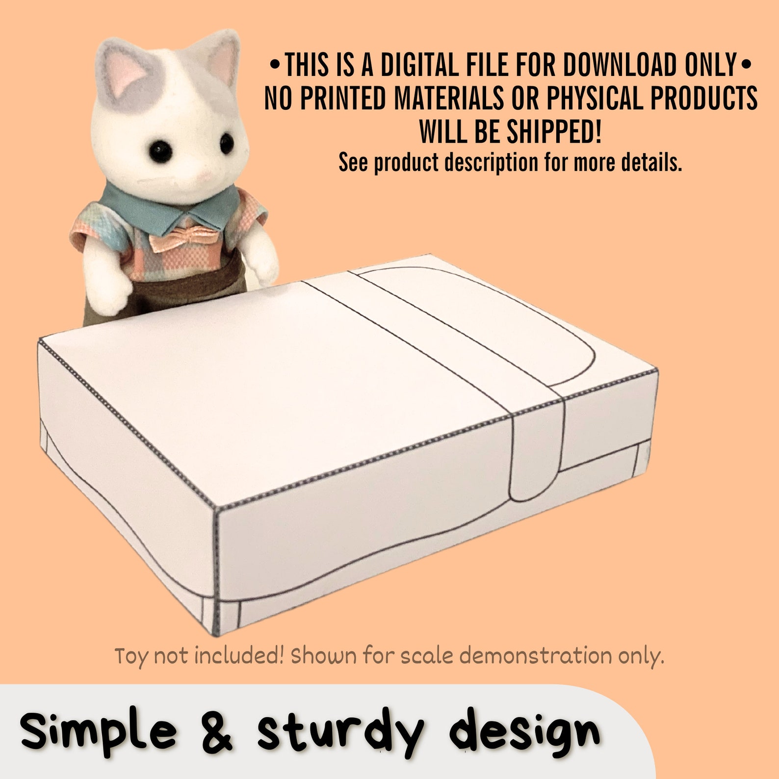 Simple Bed Paper Toy Scene Printable PDF Digital Download DIY Print ...