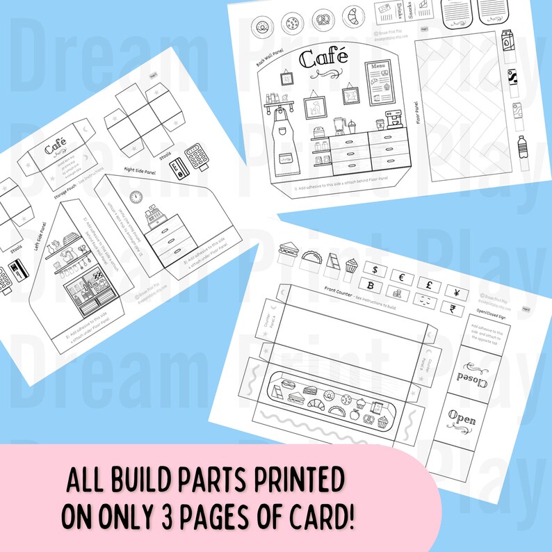 Mini Café Kiosk Paper Toy Scene | Printable PDF Digital Download | DIY ...