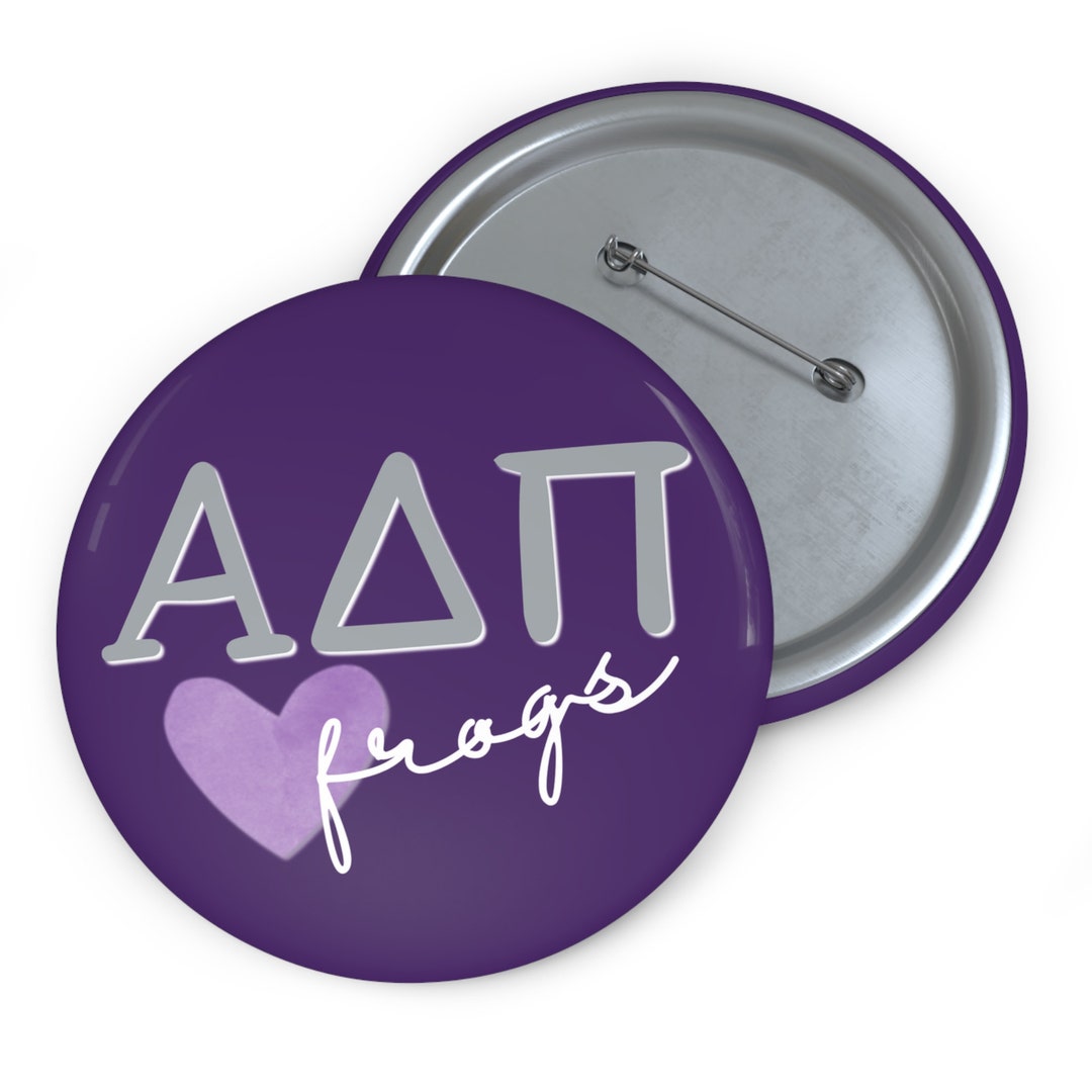 Gameday Button Adpi Hearts Frogs Alpha Delta Pi Greek Letters Heart ...