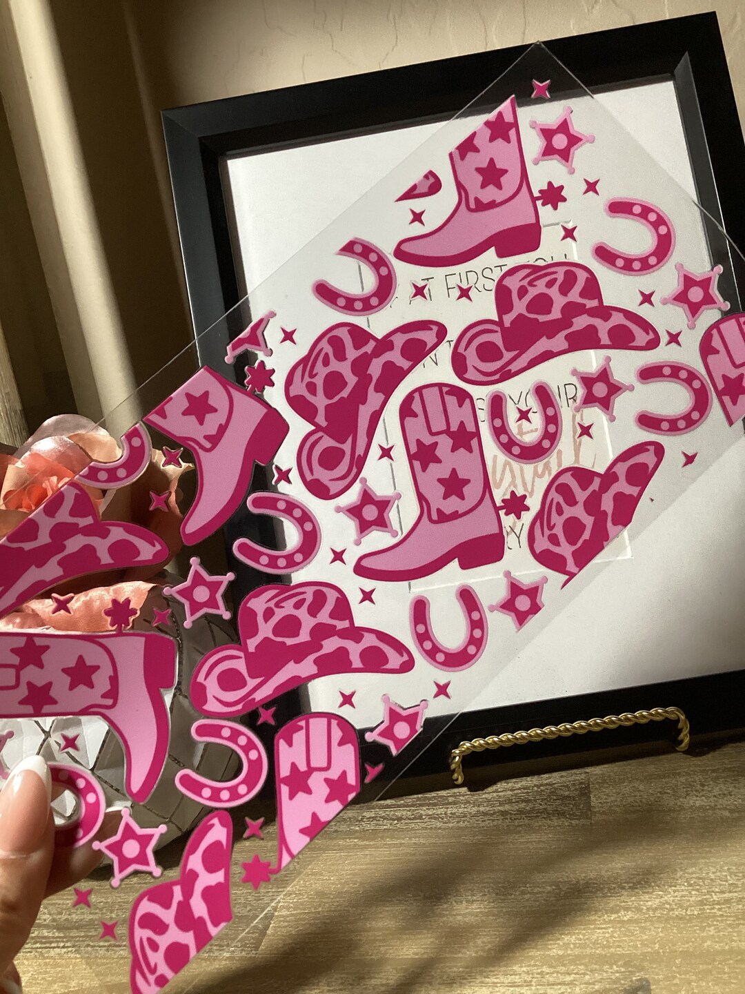 Pink Cowgirl Wrap. Boots and Hats Wrap. Adorable Uv Dtf Wrap. - Etsy