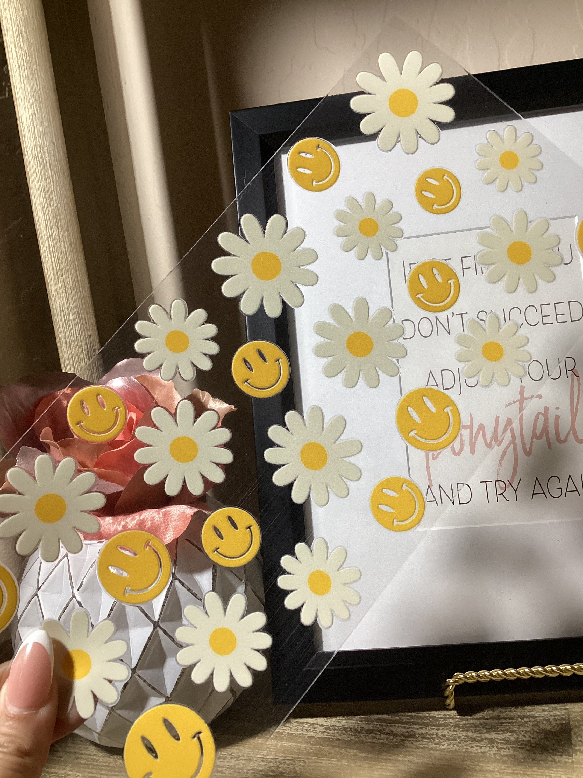 Cute Yellow Happy Faces and Daisies. 16oz Uv Dtf Wrap - Etsy
