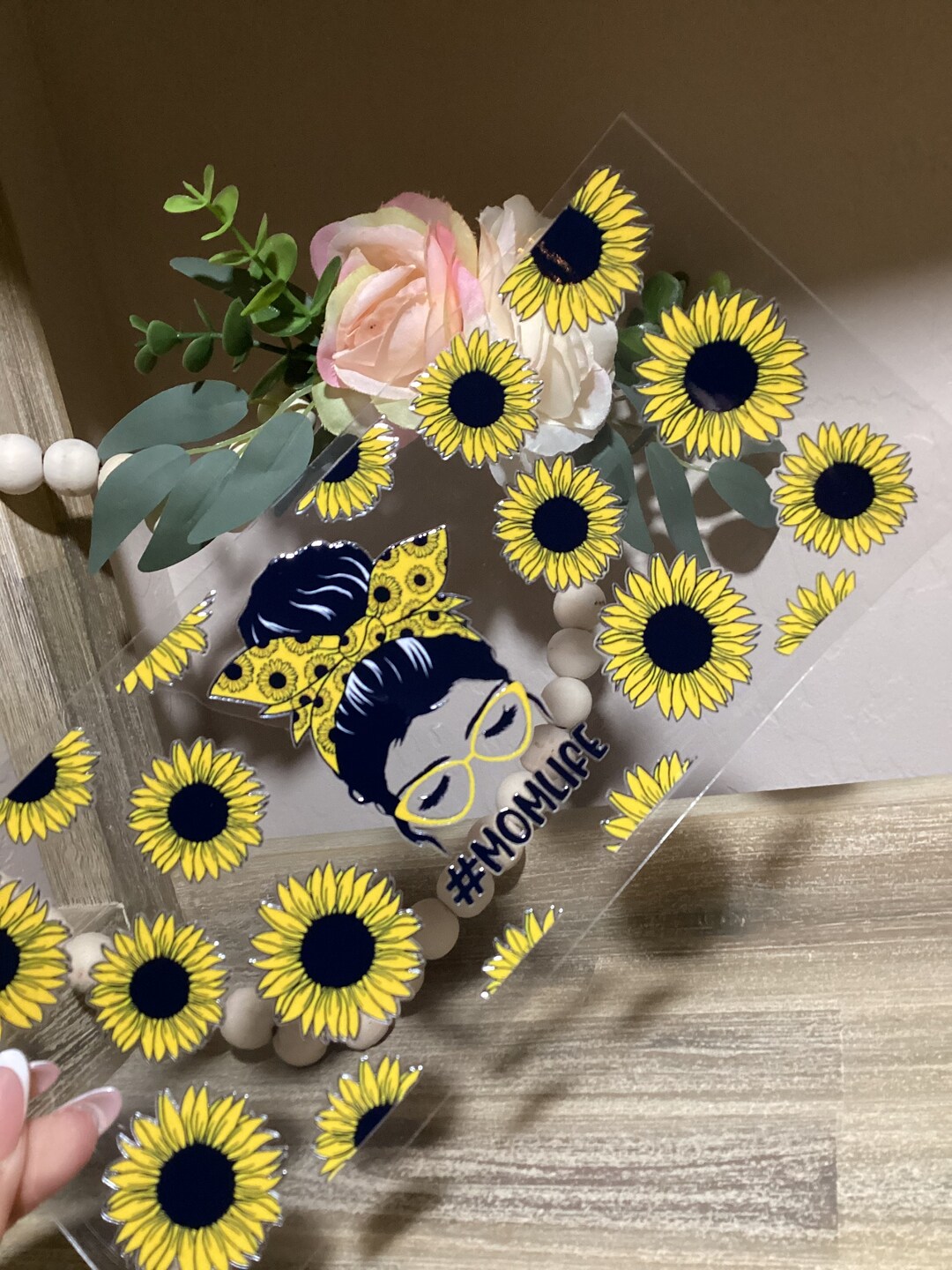 Mom Life Sunflower Wrap. Cute Flower Wrap. Mama Wrap. 16 Oz Uv Dtf - Etsy