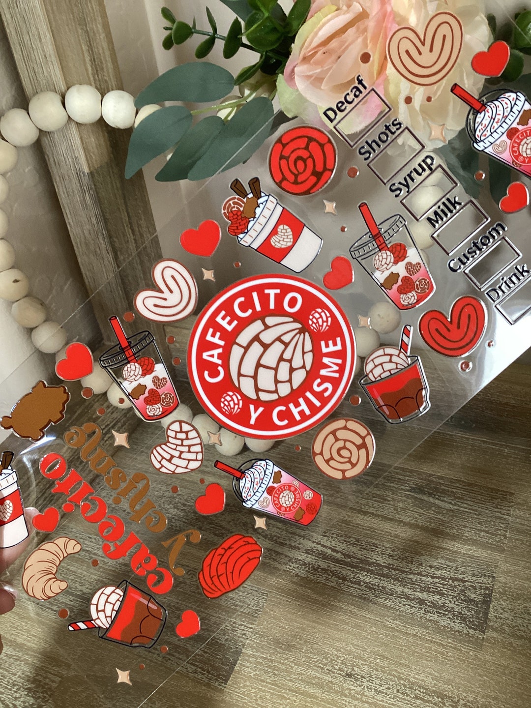 Red Cafecito Y Chisme Uv Dtf Wrap. Ready to Use Wrap. - Etsy