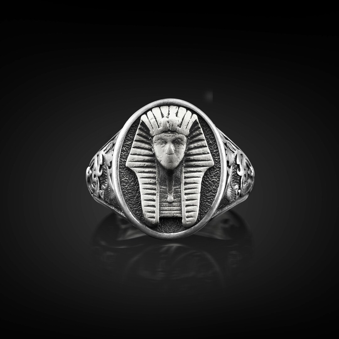 Pharaoh Ancient Egyptian Signet Ring in Sterling Silver for Men ...