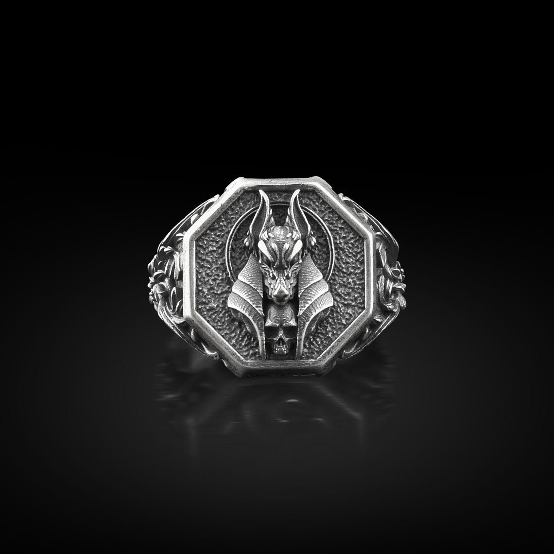 Seth Egyptian Goddess Signet Ring in 925 Silver, Engraved Gothic Ring ...