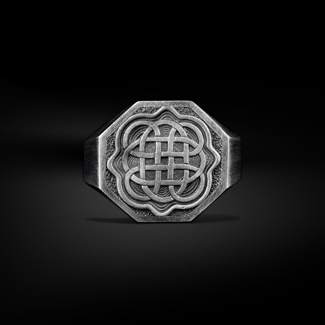 Sterling Silver Dara Knot Engraved Mens Signet Ring, Celtic Knot ...