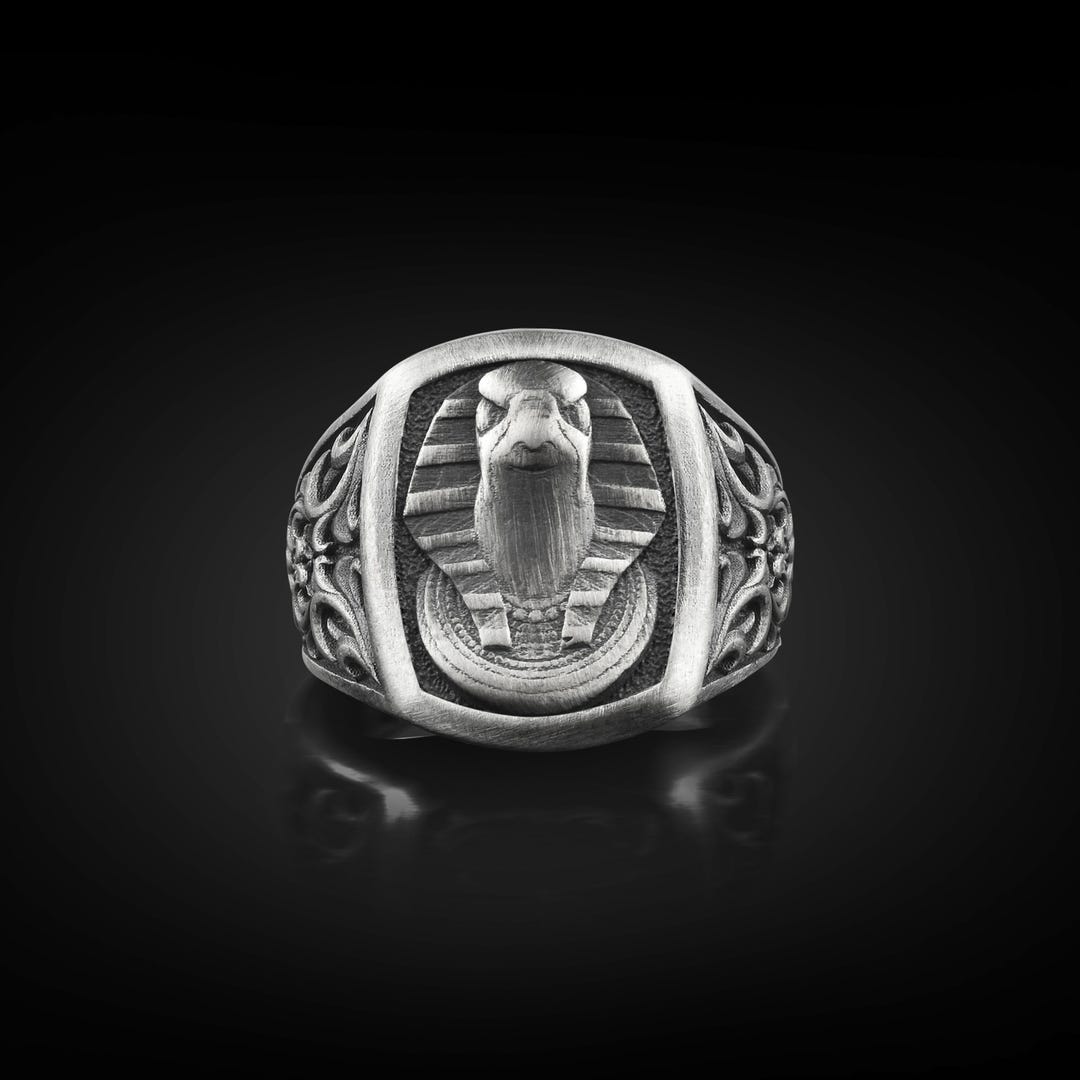 Ancient Egyptian God Ra Silver Signet Ring for Mens, Amon Ra Sterling ...