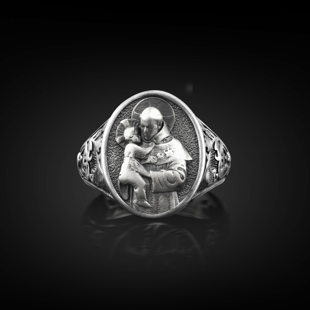 Saint Anthony of Padua Signet Men Ring in Sterling Silver, Saint ...