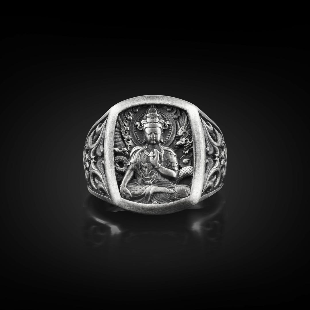 925K Sterling Silver Buddha Men Ring,meditate Buddha Spirituel Silver ...